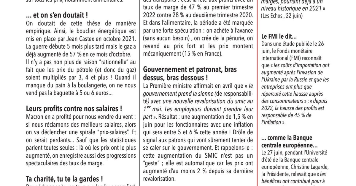 L’inflation, c’est leurs profits ! - Sud PTT L’inflation, c’est leurs profits ! - Sud PTT